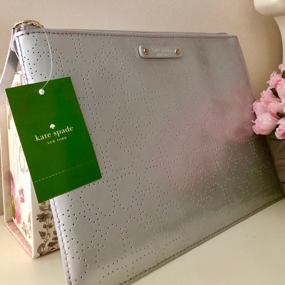 kate spade | Accessories | Kate Spade Large Silver Pouch | Poshmark